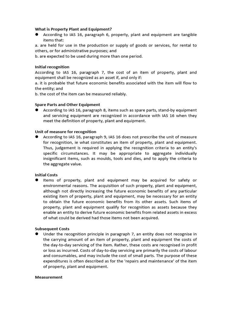 Property Plant and Equipment | PDF | Depreciation | Cost