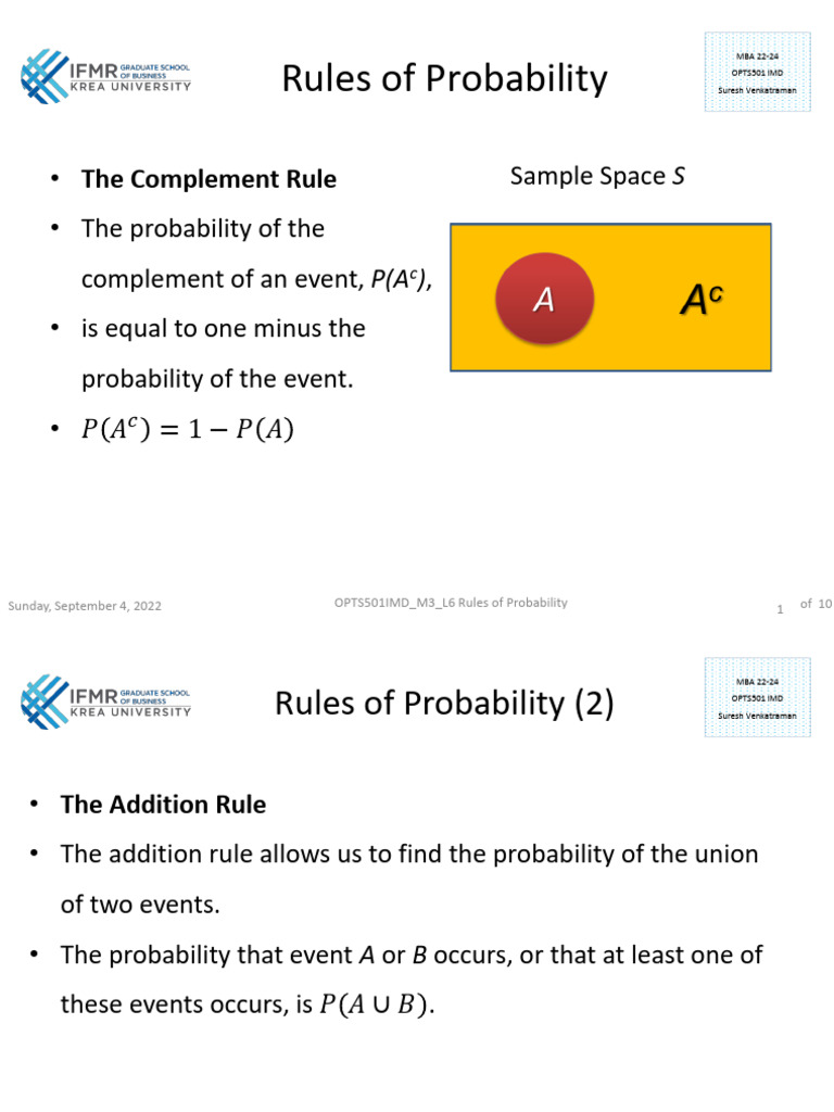 OPTS501IMD - M3.1 - L6 Rules of Probability | PDF | Probability ...
