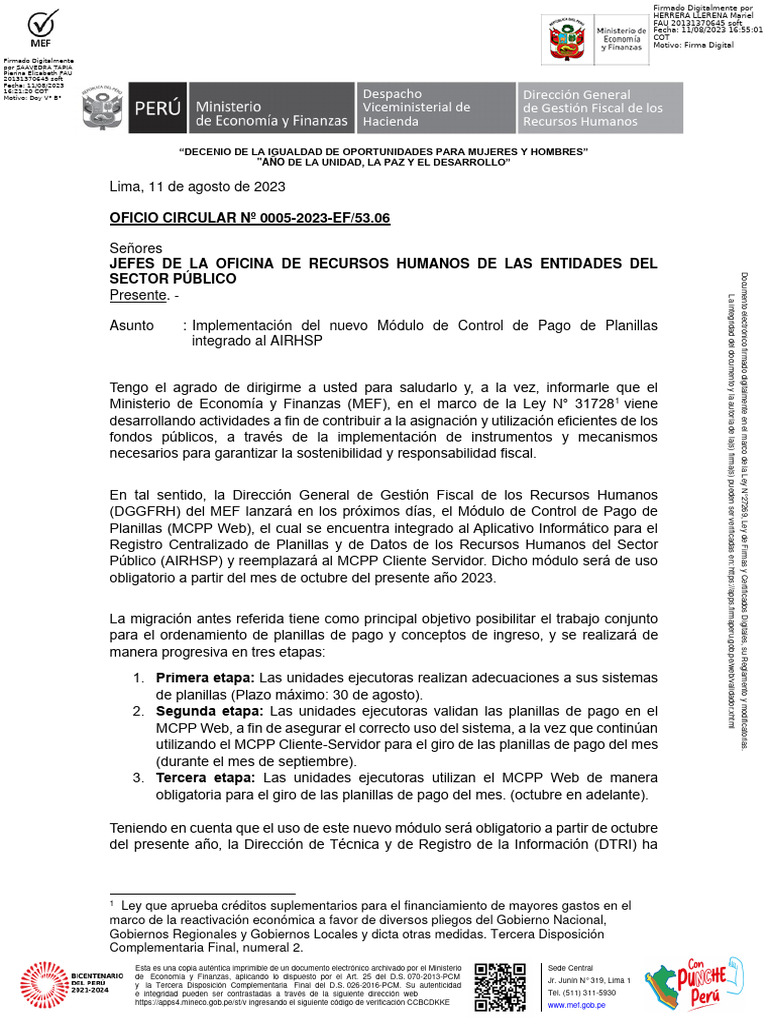 Oficio Circular 0005 2023 53 06 132013 2023 - 230812 - 125123 | PDF | Modelo cliente-servidor ...