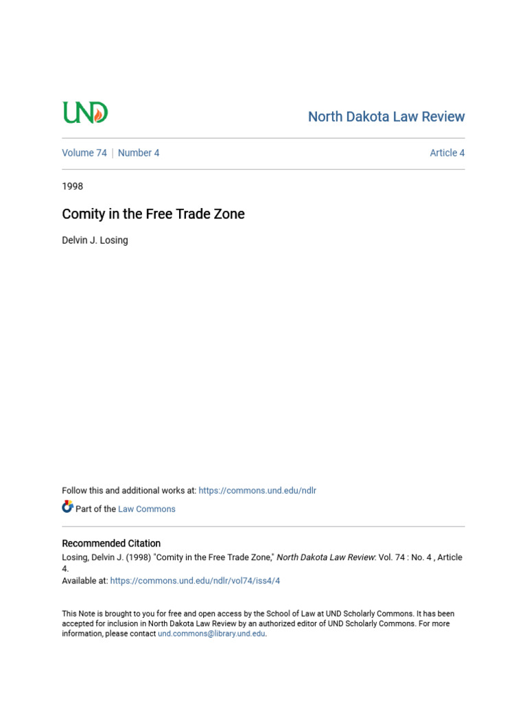 Comity in The Free Trade Zone Comity in The Free Trade Zone: North ...