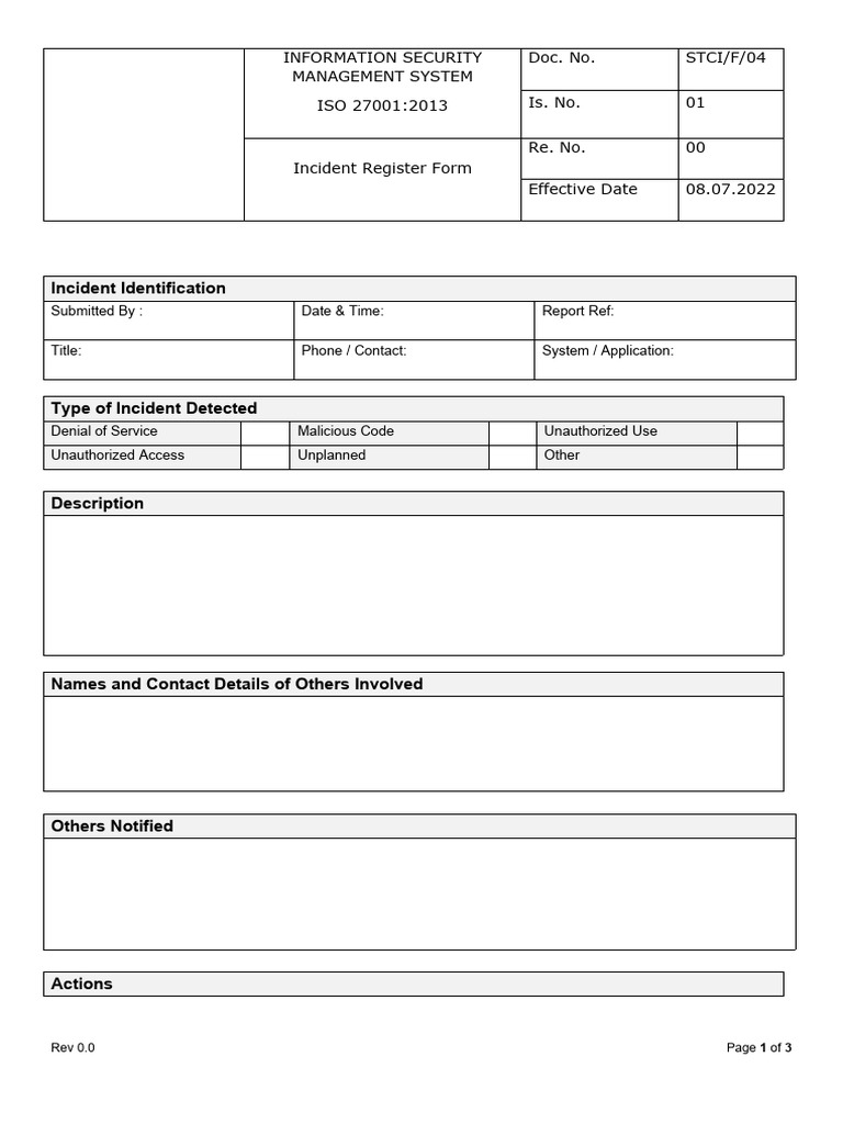 Incident Report Form | PDF | Information Security | Cybercrime