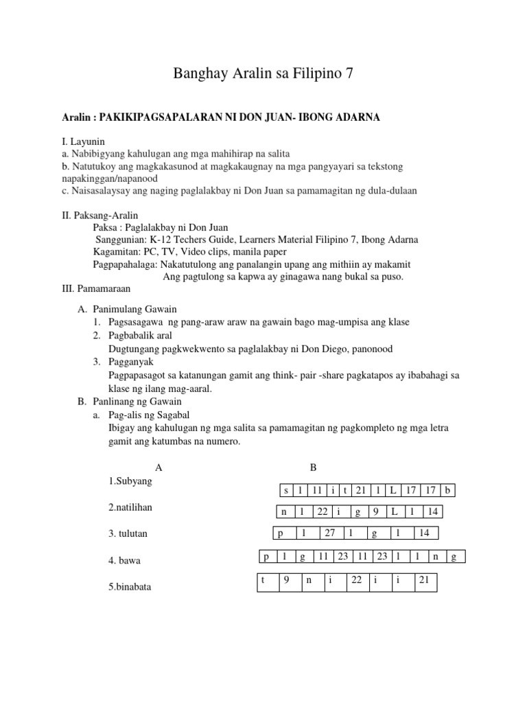 pdfcoffee.com_banghay-aralin-sa-filipino-7-4-pdf-free | PDF