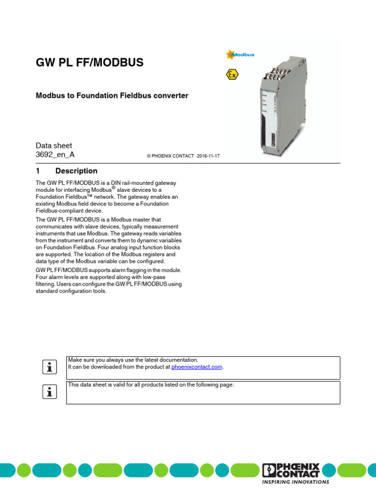 GW PL Ff/Modbus: Modbus To Foundation Fieldbus Converter | PDF | Electrical Connector | Gateway ...