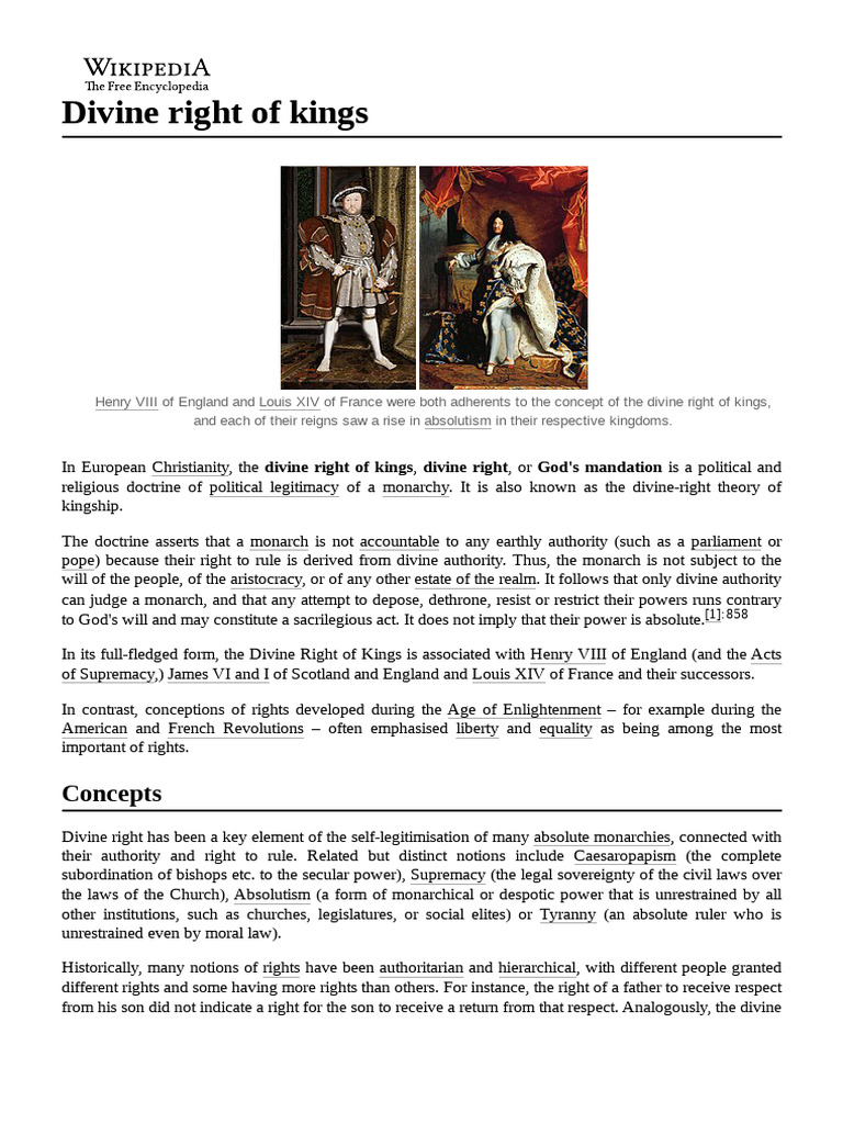 Divine Right Theory Of Kingship