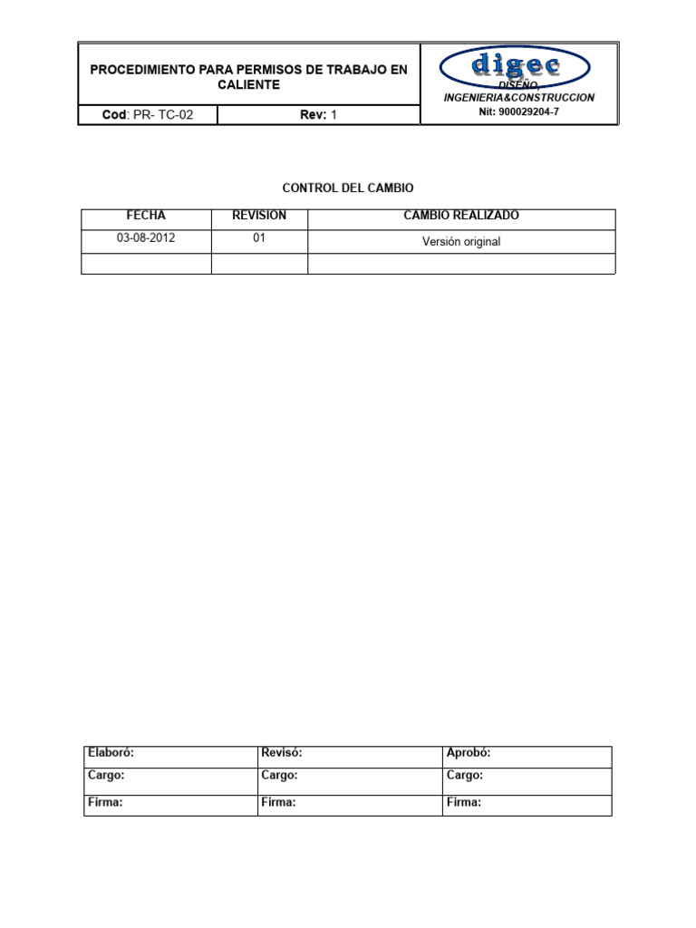 Trabajos en Caliente (PR-TC-02) | PDF | Soldadura | Construcción