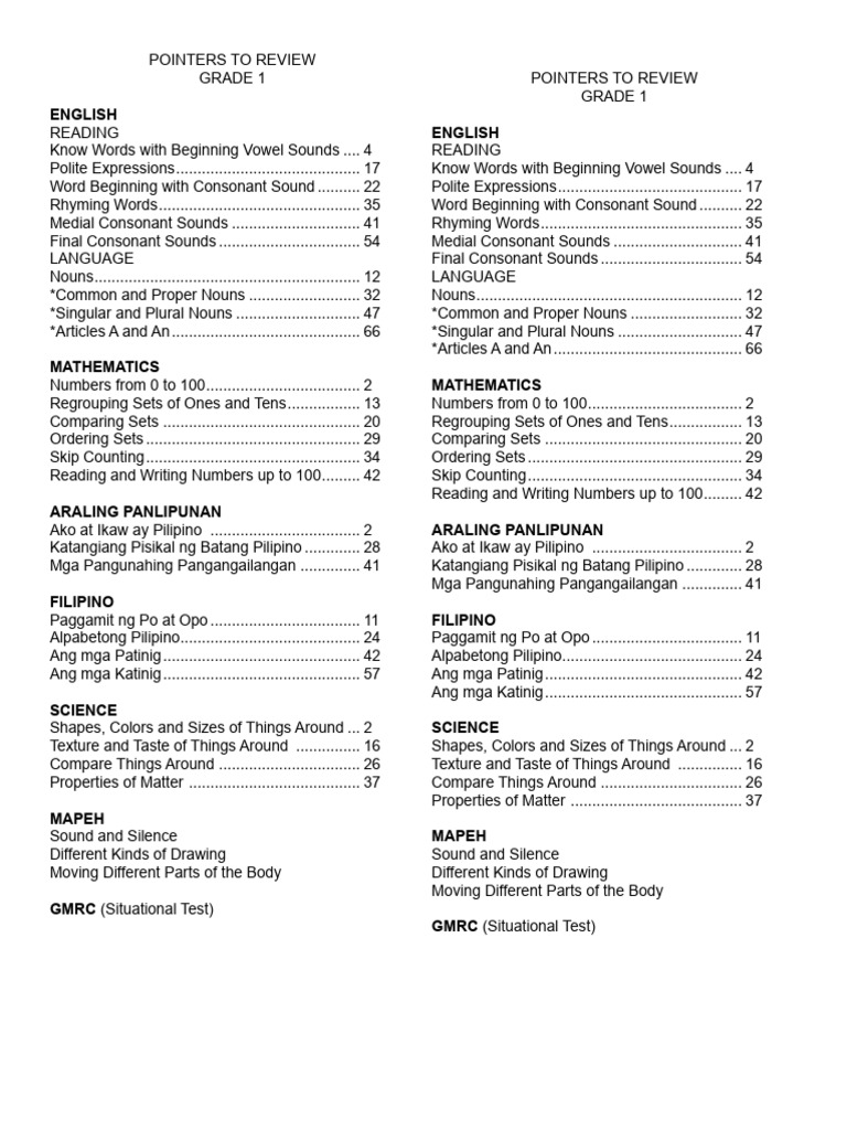 Pointers To Review | PDF | English Language | Word