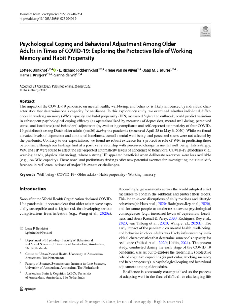 Psychological Coping and Behavioral Adjustment Amo | PDF ...