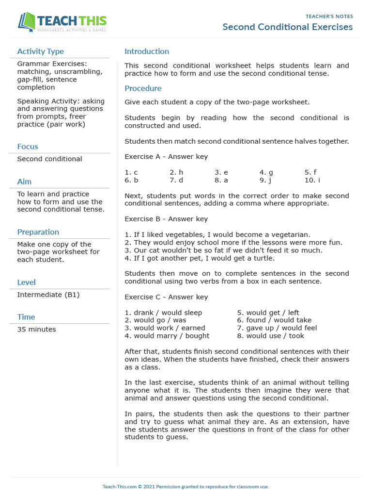 Second Conditional Exercises | PDF | Language Mechanics | Human Communication