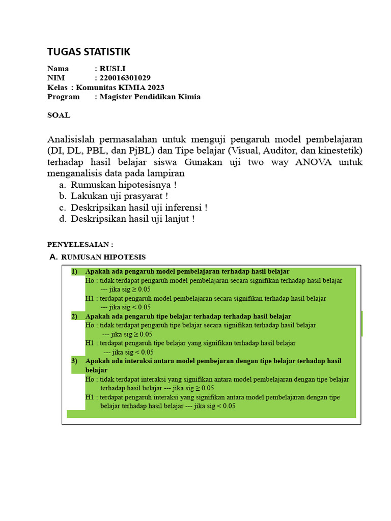 Uji Paramterik Two Way Anova Pdf 1098