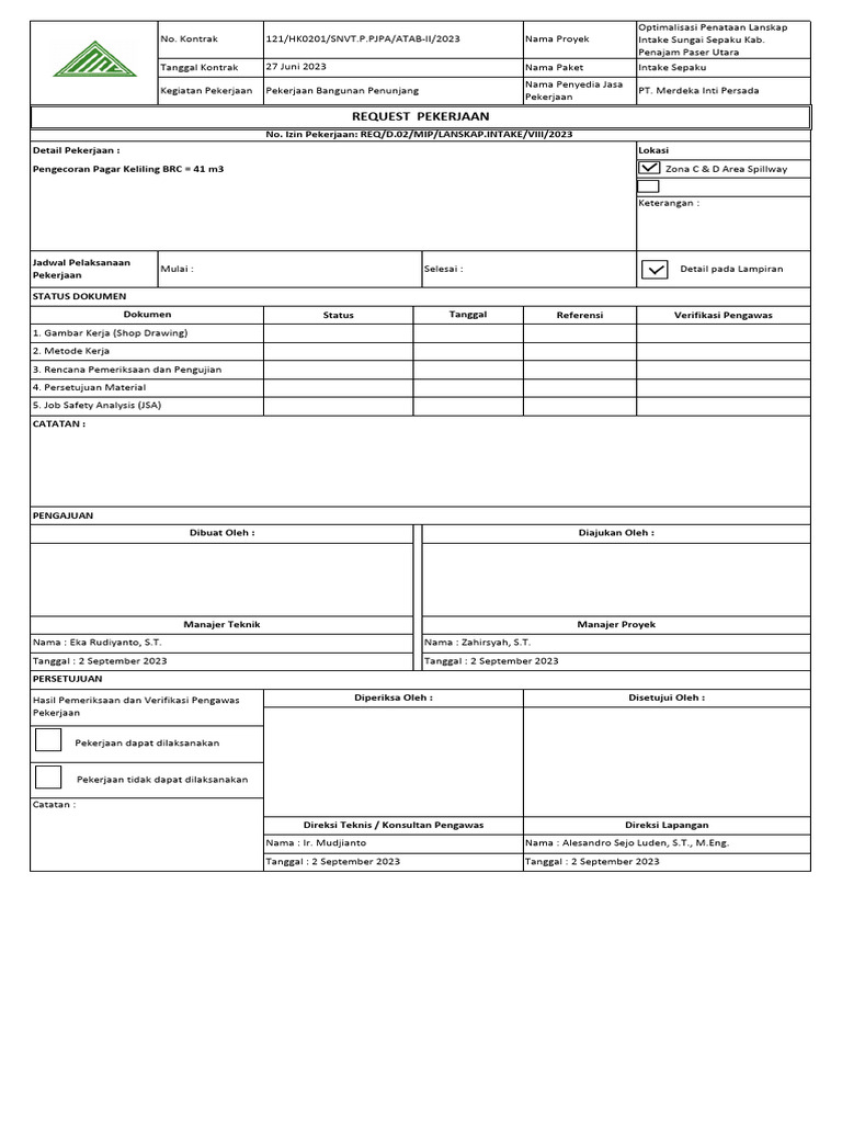 Request Pekerjaan BRC | PDF | Teknologi & Rekayasa