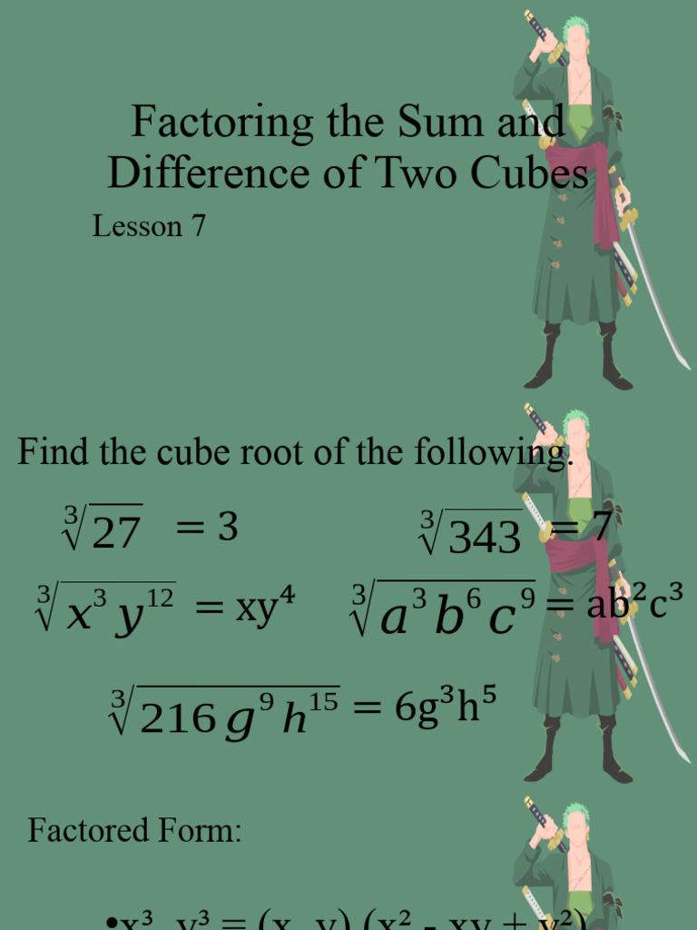 Factoring Sum and Difference of Two Cubes | PDF | Teaching Methods ...