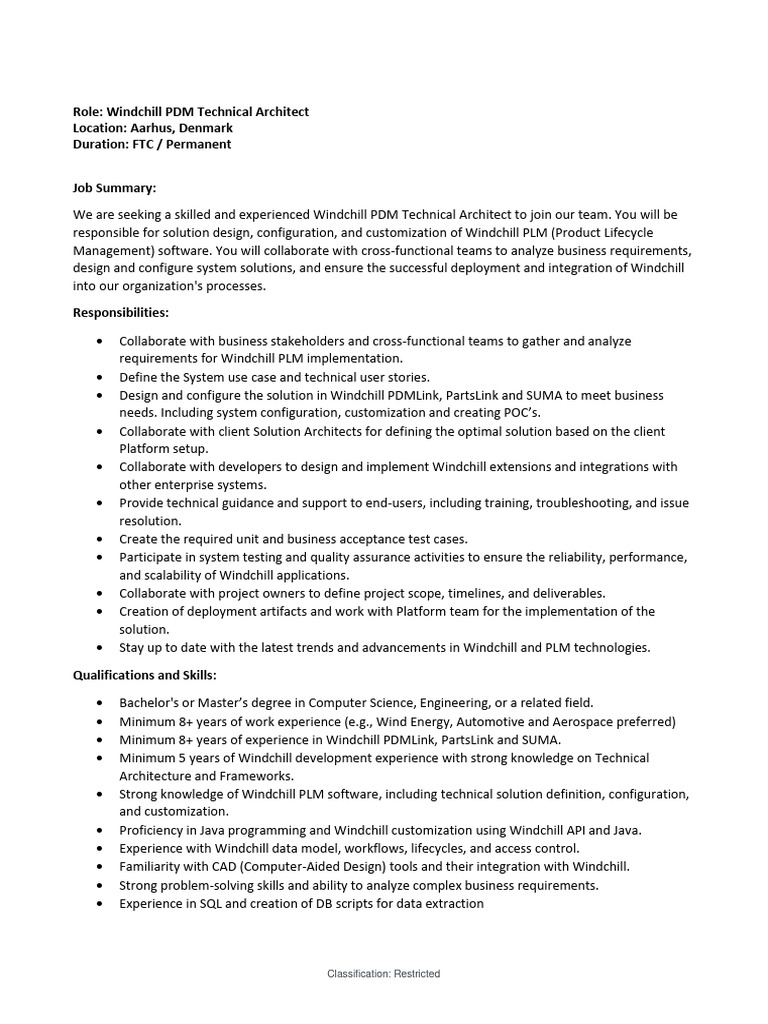 Windchill PDM Technical Architect | PDF | Product Lifecycle | Systems ...