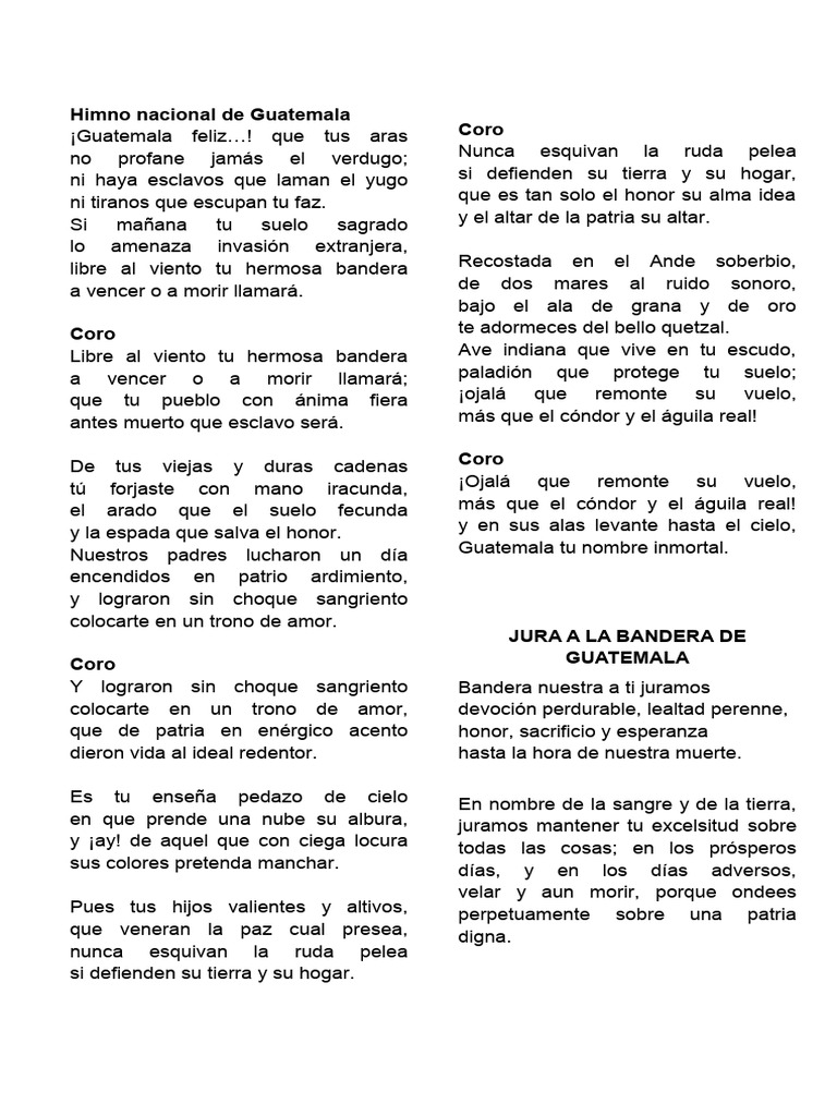 Himno Nacional de Guatemala: Letra y Significado | PDF | Derecho
