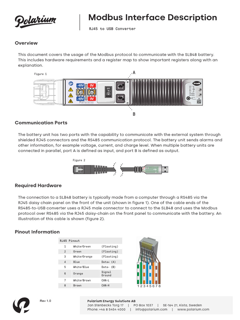 Modbus Register Map for SLB48 Battery | PDF | Usb | Computer Architecture
