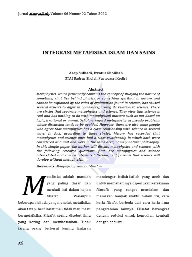 Integrasi Metafisika Islam Dan Sains | PDF