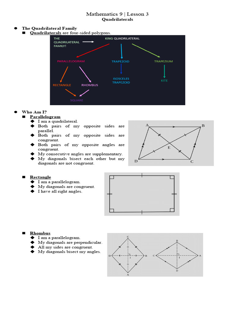 g9 4q Quadrilateral | PDF | Rectangle | Geometric Shapes