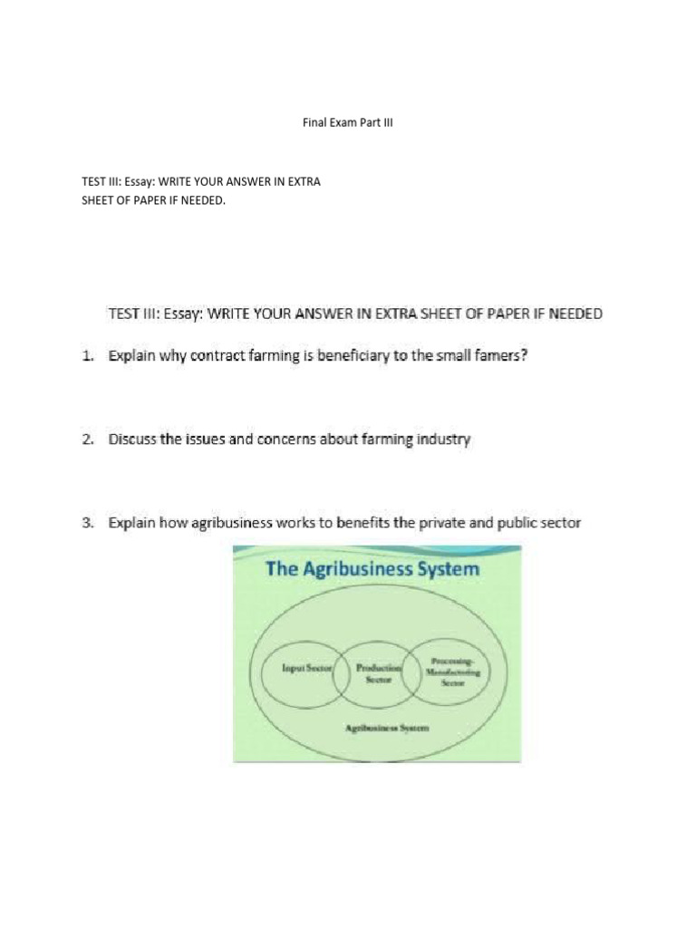 Final Exam Part III | PDF | Agriculture | Economies Final Exam Part III | PDF | Agriculture | Economies