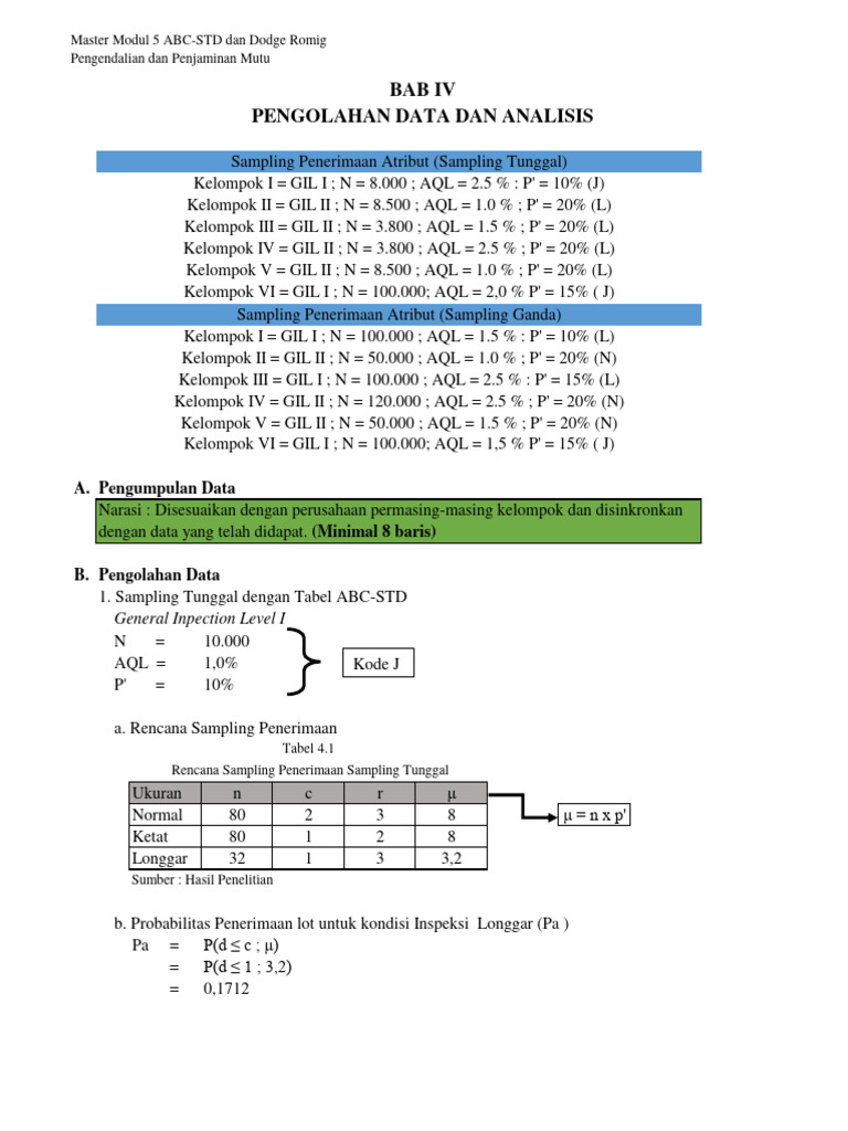 Modul Sampling dan Mutu Produk | PDF