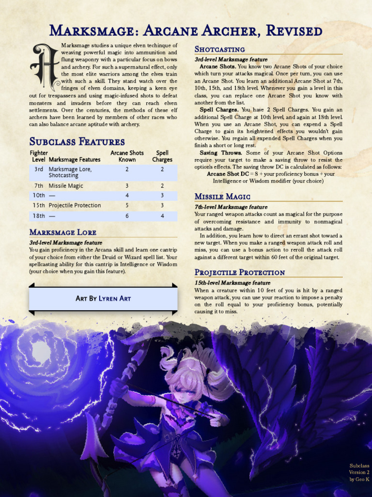 Martial Archetype - Arcane Archer, Revised v2 (Marksmage) - The ...