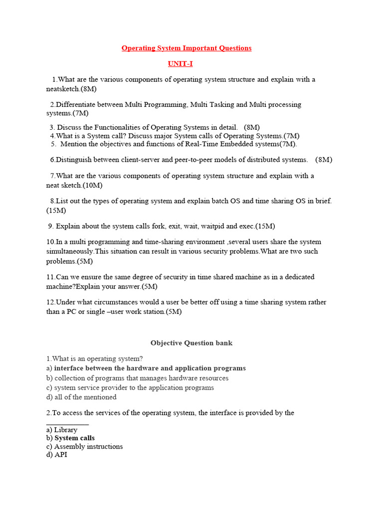 Operating System Question Bank For Unit 1&2 | PDF | Scheduling ... Operating System Question Bank For Unit 1&2 | PDF | Scheduling ...