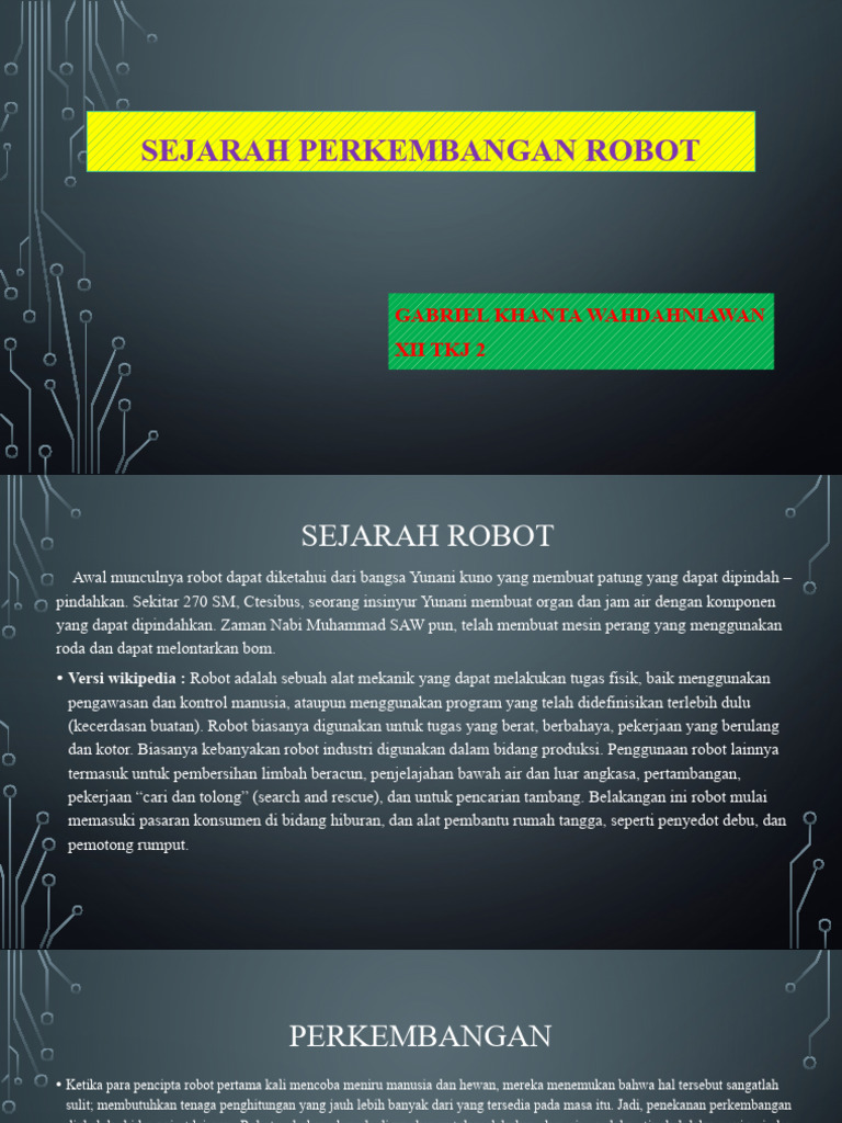 Sejarah Perkembangan Robot | PDF