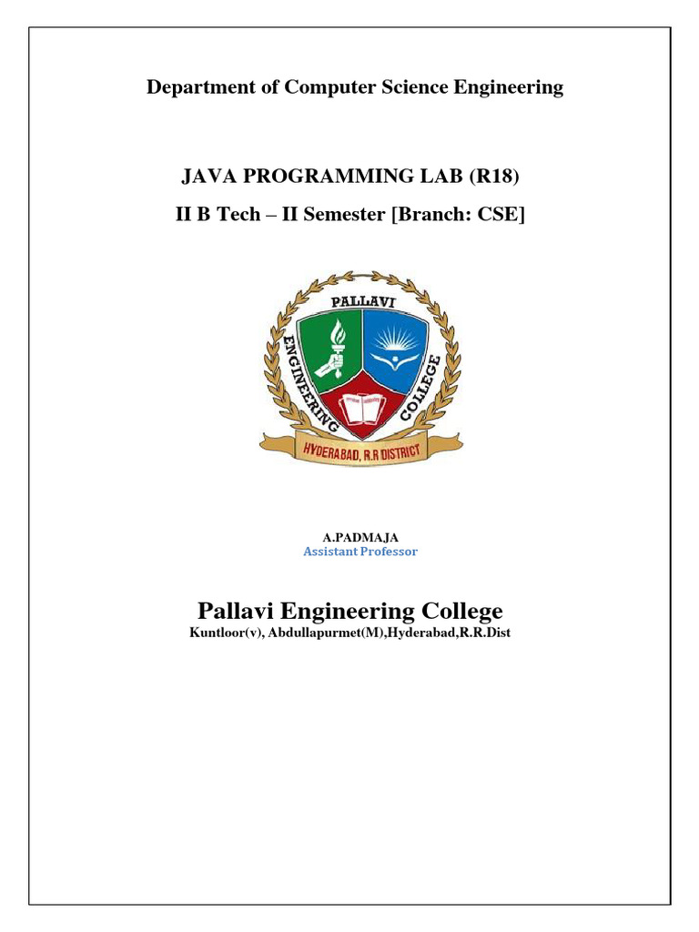 Java Lab Manual Pdf Integrated Development Environment Java Programming Language