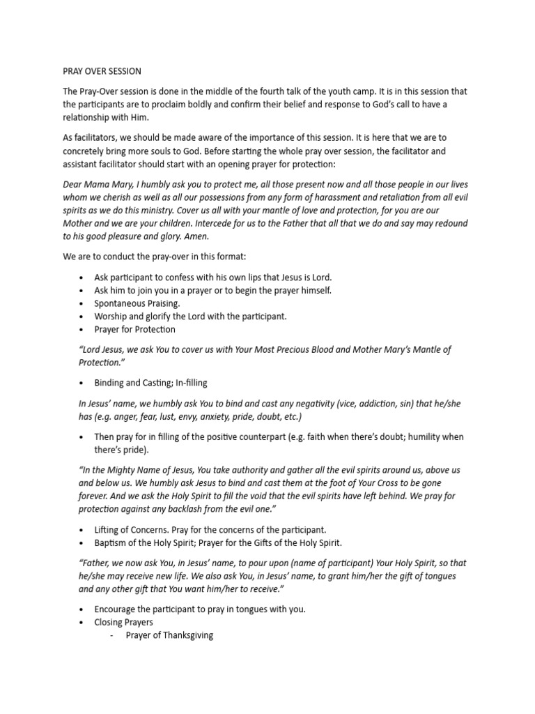 Pray Over Session | PDF | Prayer | Jesus
