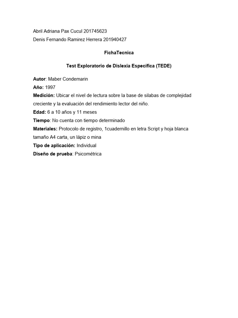 Ficha Tecnica Tede Pdf