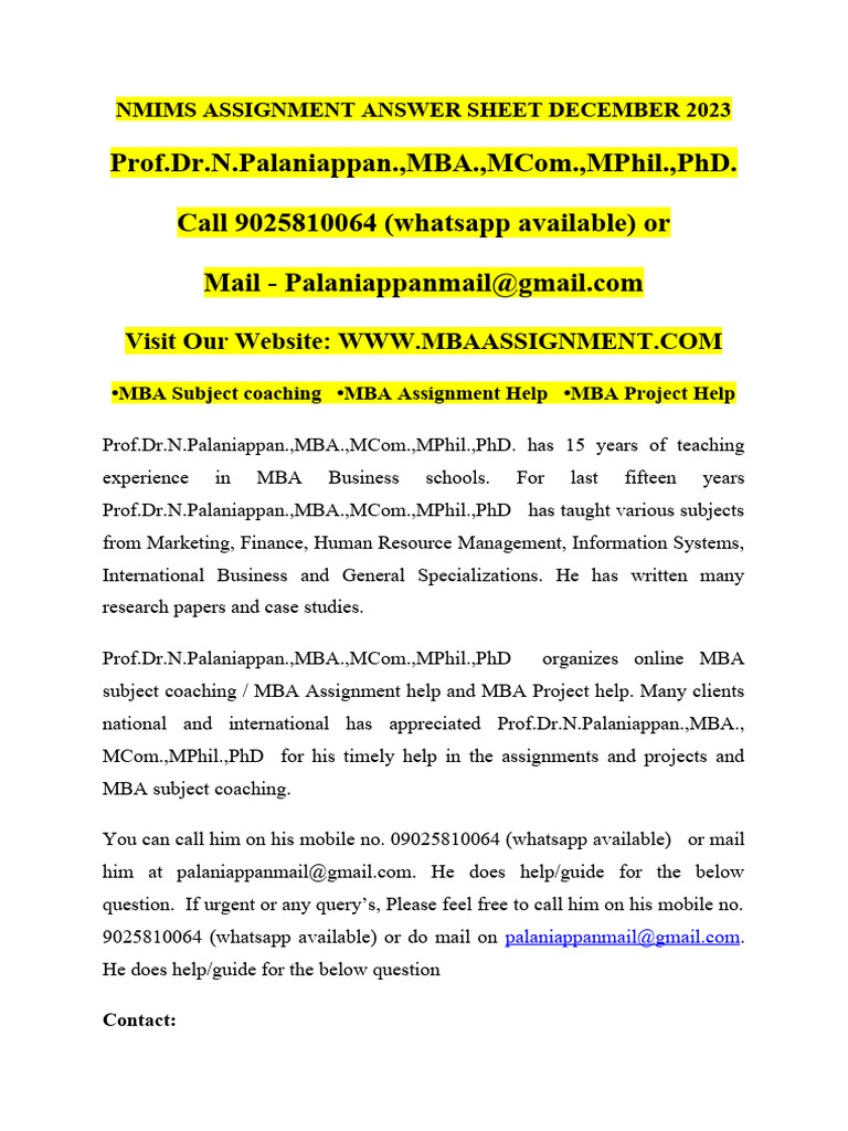 MBA Assignment Help Guide | PDF | Sales | Interest