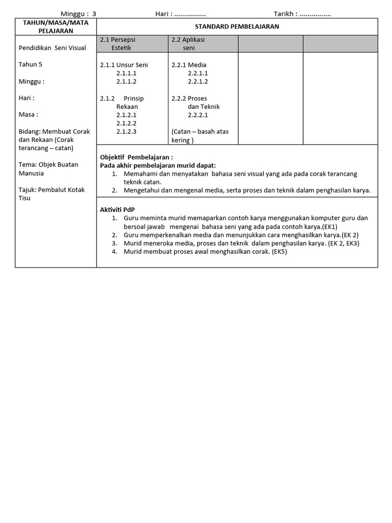 RPH PSV Tahun 5 Pak 21 | PDF