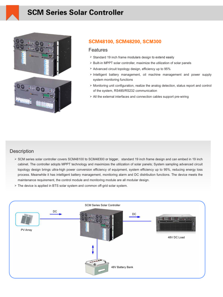 SCM MPPT Solar Charge Controller 48V100A 300A Telecom | PDF | Solar ...