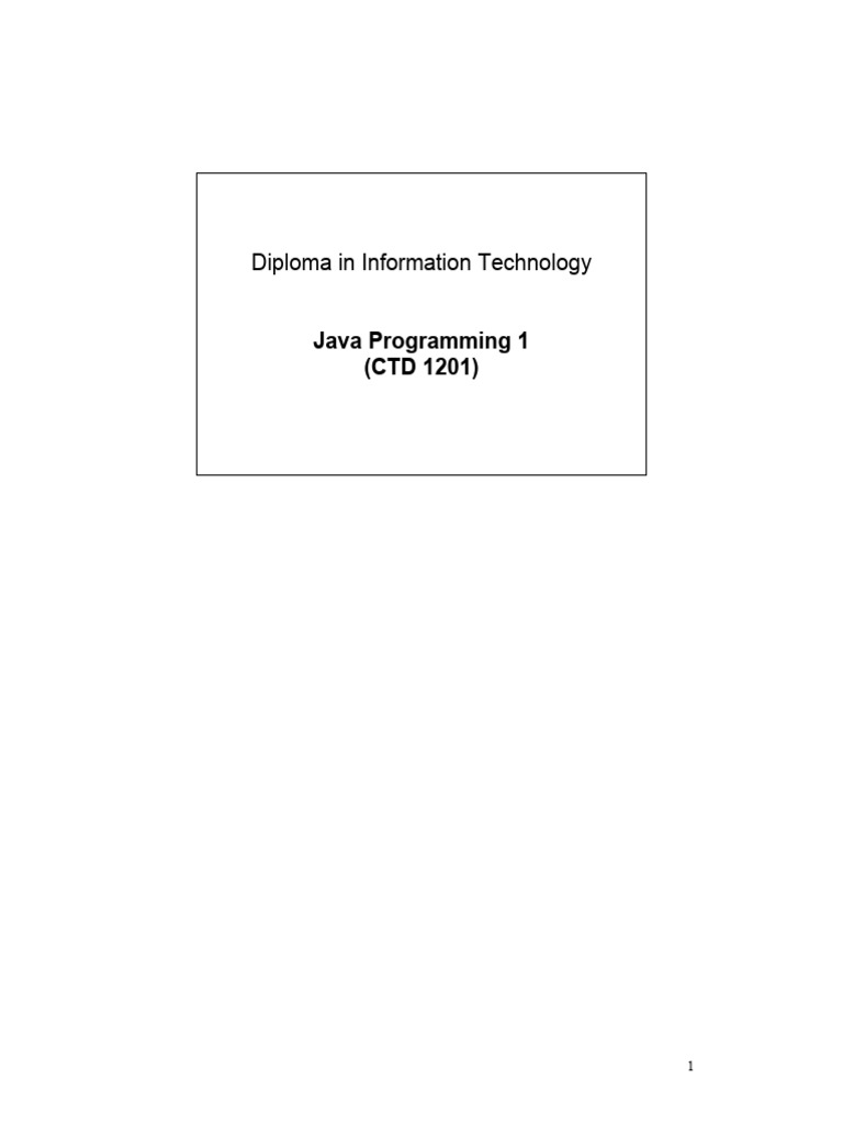 Jp1 Mar2023 Lecture Notes | PDF | Java (Programming Language) | Boolean ...