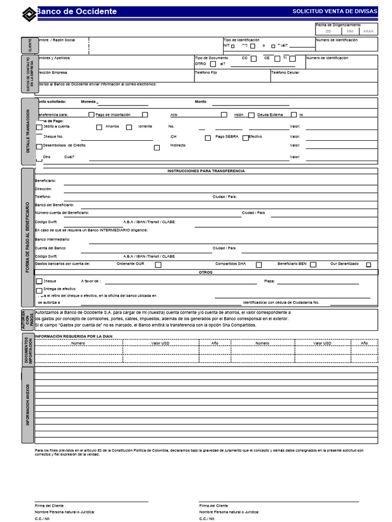 Formato Solicitud Venta Divisas | Download Free PDF | Transferencia ... Formato Solicitud Venta Divisas | Download Free PDF | Transferencia ...