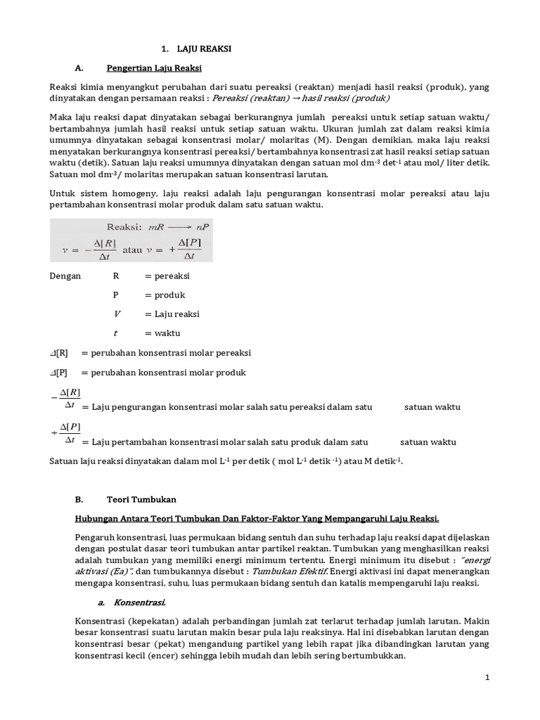 Bahan Ajar LAJU REAKSI Ringkasan 22 | PDF