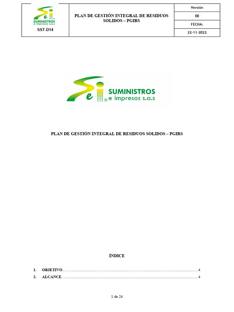 Plan - Gestion - Integral - Residuos - Solidos - PGIRS | PDF | Residuos | Gestión de residuos