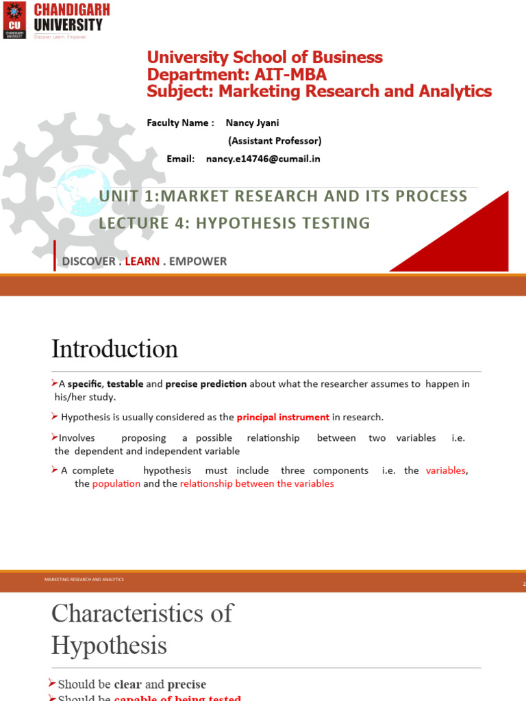 Lecture 4 Hypothesis Testing | PDF | Hypothesis | Scientific Method