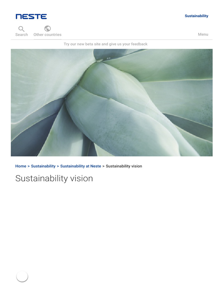 Sustainability Vision - Neste | PDF | Sustainability | Employment