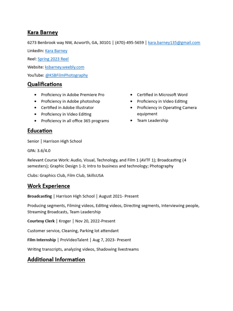 Kara Barney Resume | PDF