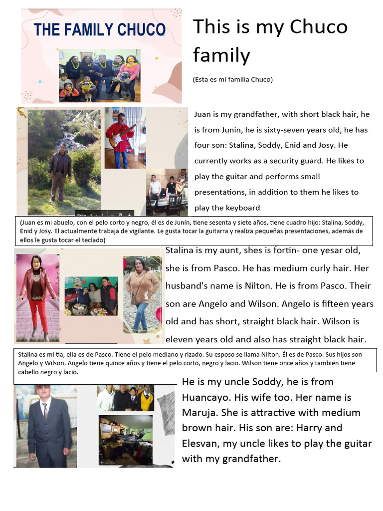 Describir A Mi Familia Ne Ingles | PDF