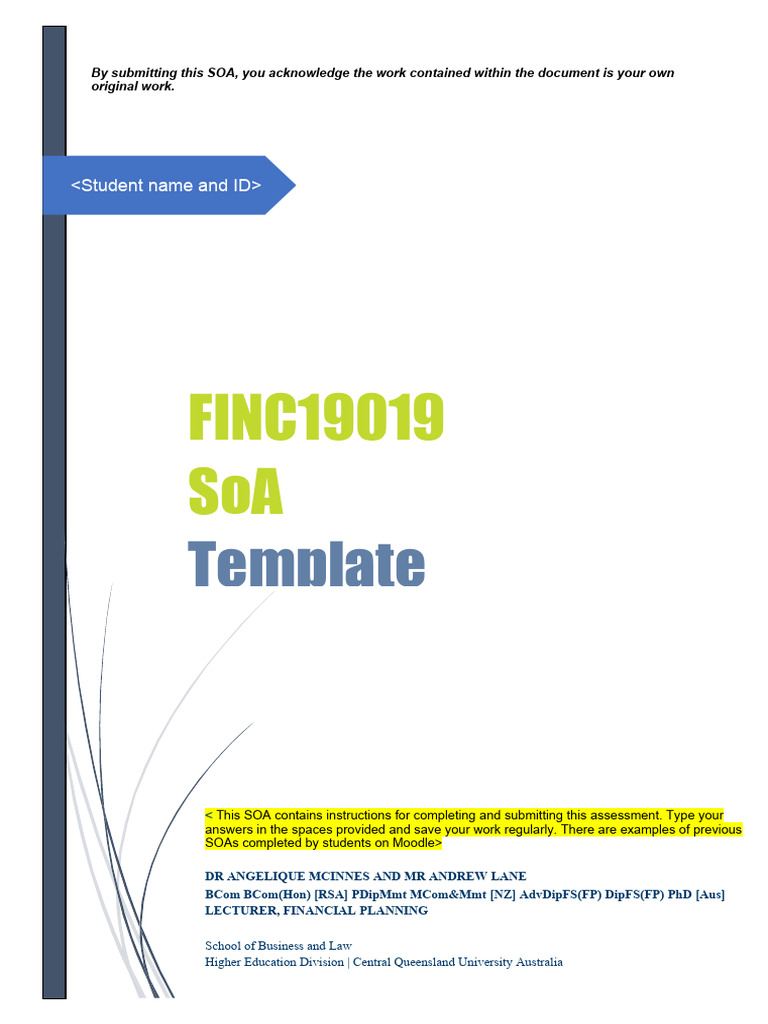 Finc19019 t2 2023 Insurance Soa Template Final v3-2 | Download Free PDF ...