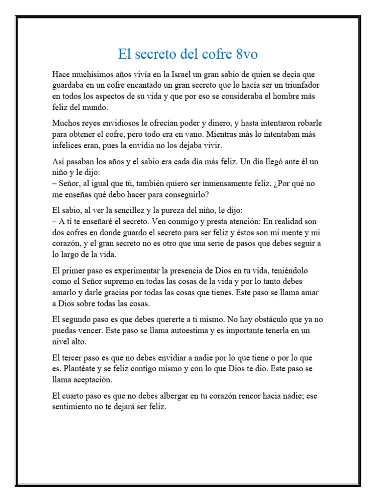 El Secreto del Cofre Encantado | PDF | Relaciones personales, crianza y ...