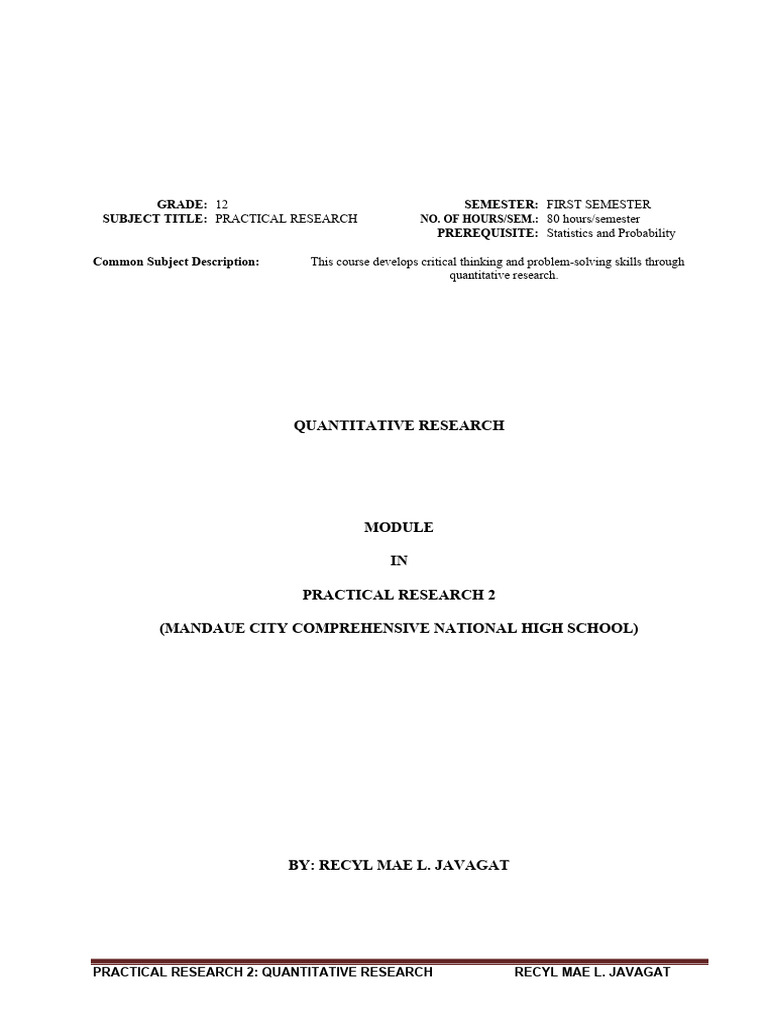 PR 2 Module 1 | PDF | Statistics | Quantitative Research