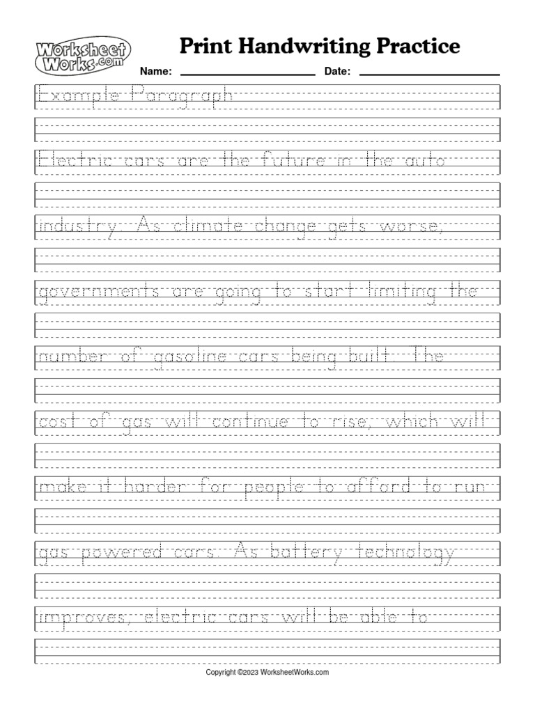 WorksheetWorks Print Handwriting Practice 3 | PDF