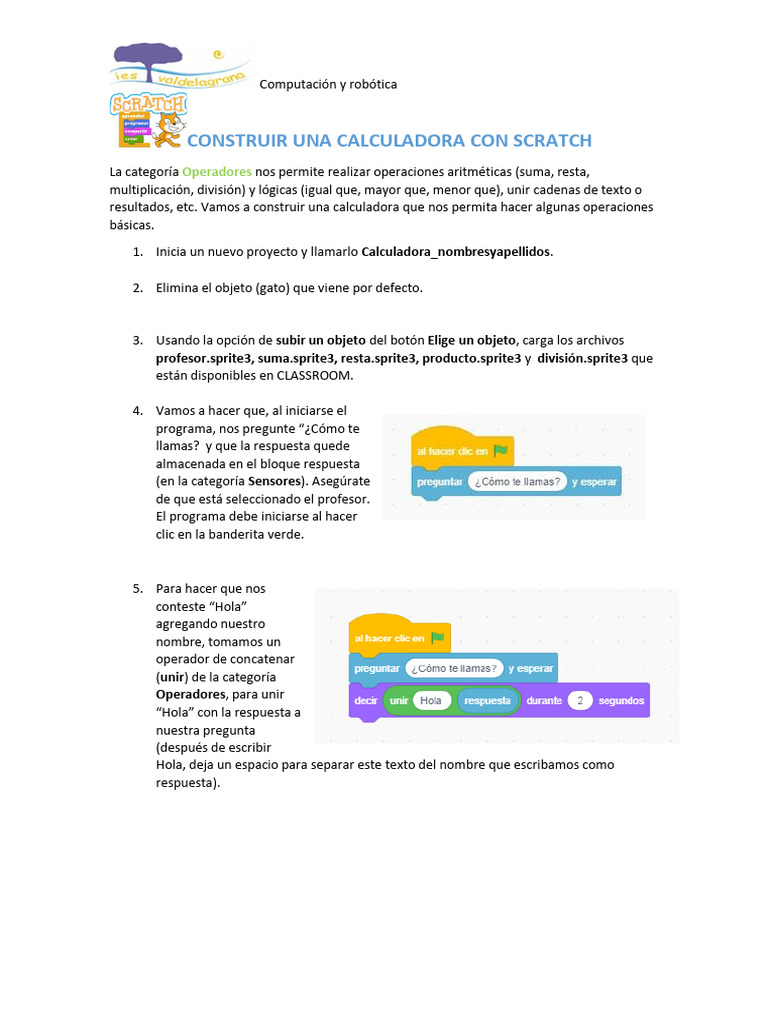 Crear Calculadora en Scratch | PDF | Sustracción | Multiplicación