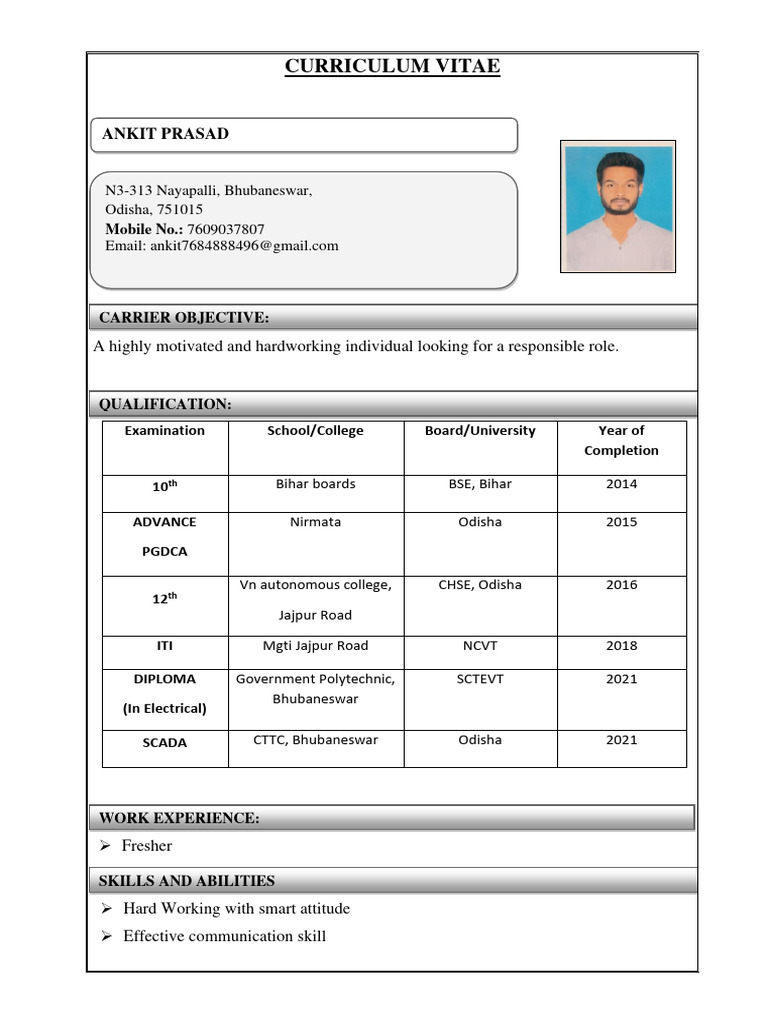 Ankit Prasad CV-1 | PDF