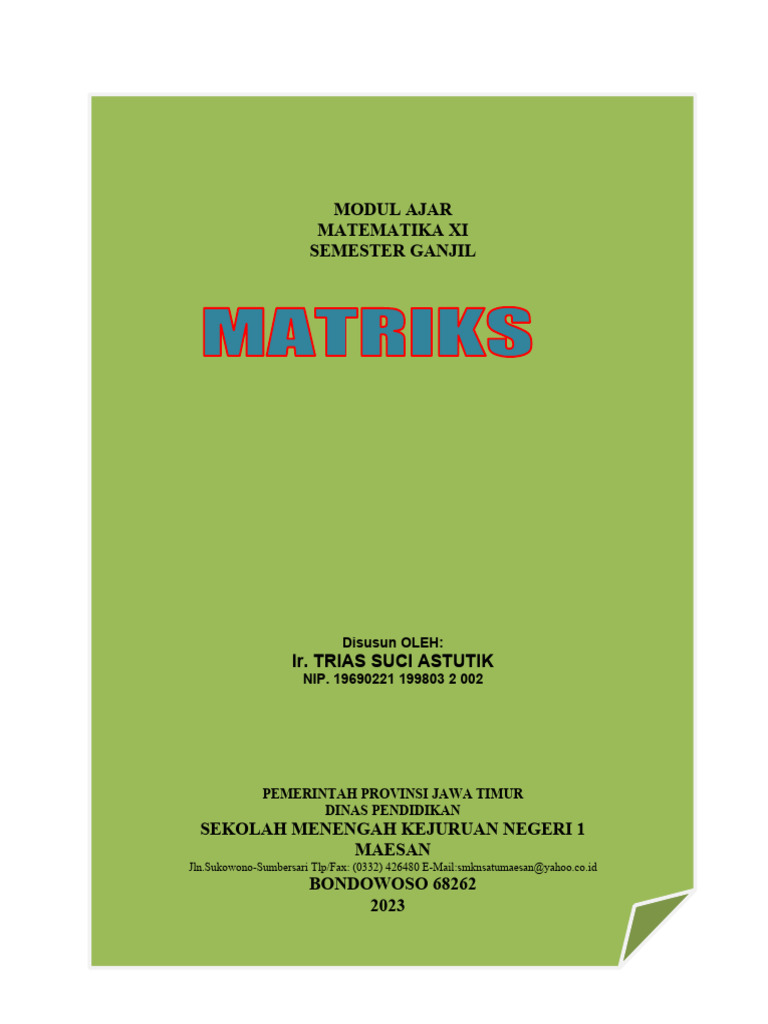 Modul Ajar Matematika Kelas XI: Matriks | PDF | Karier & Perkembangan