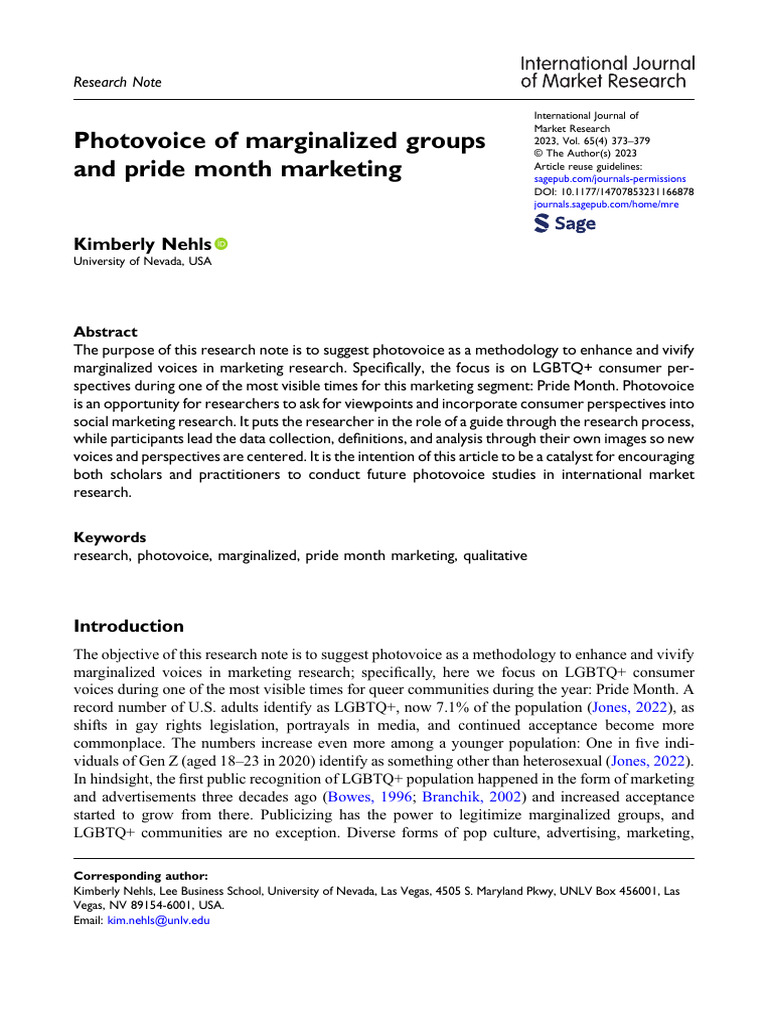 Photovoice of Marginalized Groups and Pride Month Marketing | PDF ...