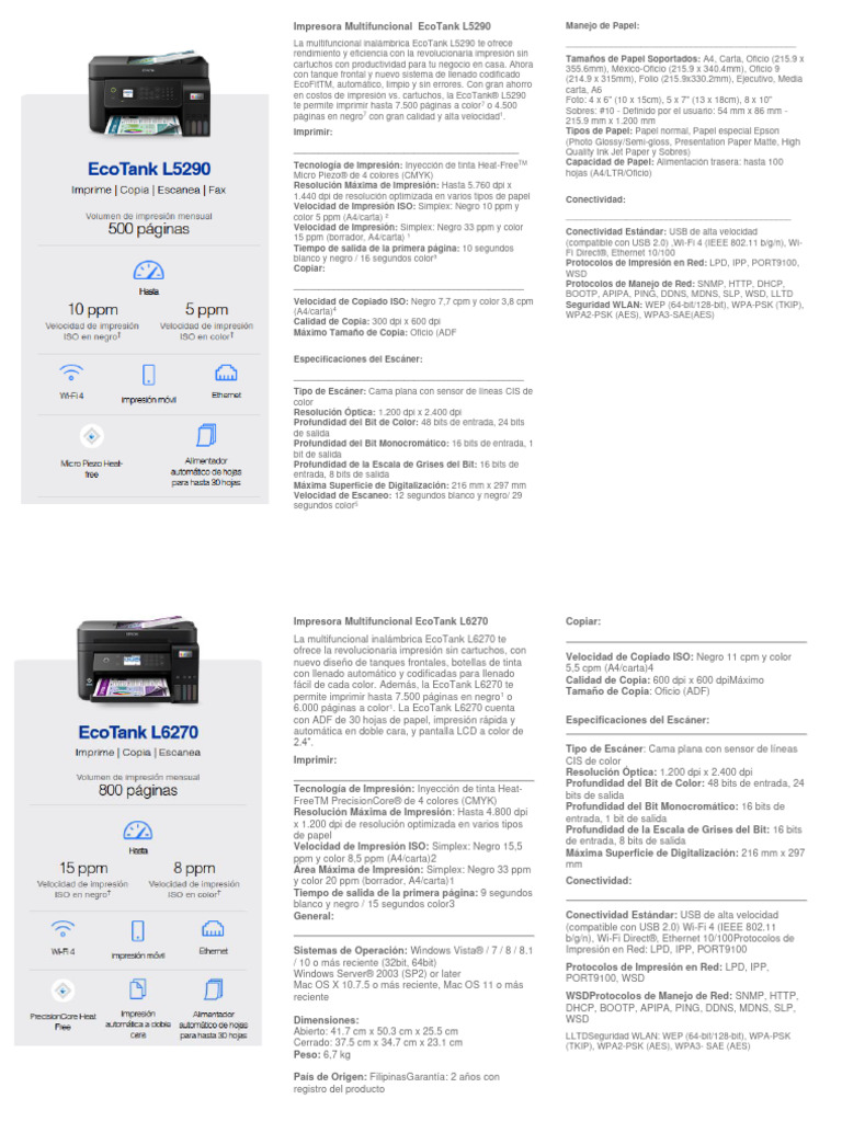 Impresora Multifuncional Epson | PDF | Impresora (Computación) | Wifi