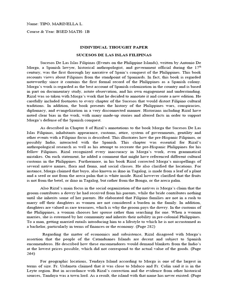 Thought Paper | PDF | Philippines | Historiography