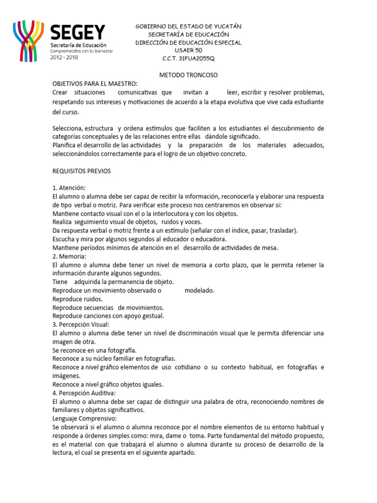 Método Troncoso: Guía para Maestros | PDF | Imagen | Educación especial
